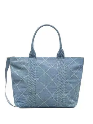 MORGAN Diamond-quilted Denim Tote Bag