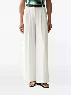 MORGAN Pleated Side-slit Palazzo Pants - White
