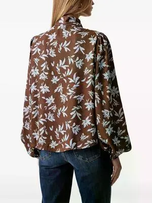 FRACOMINA Floral-print Pussy-bow Blouse