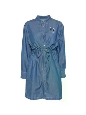 AGNES B. Logo-patch Shirt Dress - Blue
