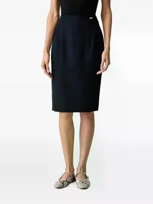 FRACOMINA Logo-plaque Pencil Midi Skirt - Blue