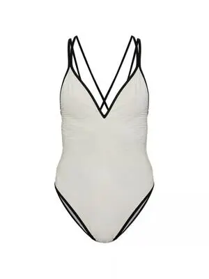 Balmain Monogram-patterned V-neck Swimsuit