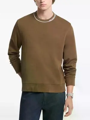 Michael Kors Logo-trim Crew-neck Sweater - Brown