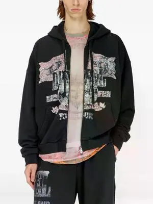 DIESEL® Cotton Graphic Print Full Zip Hoodie