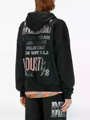 DIESEL® Cotton Graphic Print Full Zip Hoodie