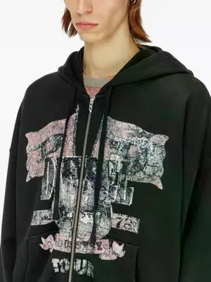 DIESEL® Cotton Graphic Print Full Zip Hoodie