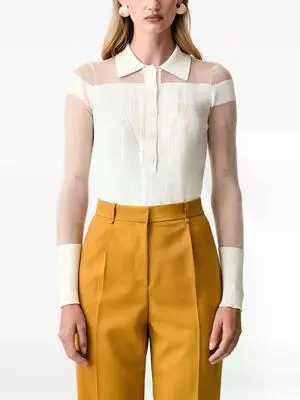 Patrizia Pepe Sheer-panel Knitted Bodysuit - Neutrals