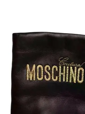 Moschino Logo-embroidered Leather Gloves