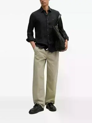 Michael Kors Logo-embroidered Long-sleeved Shirt - Black