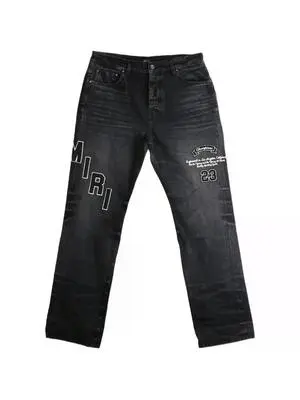 Amiri Logo-embroidered Faded Jeans