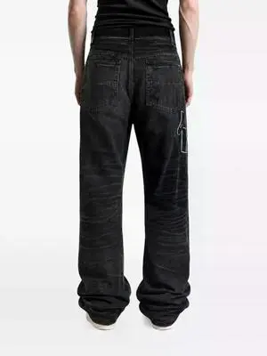 Amiri Logo-embroidered Faded Jeans