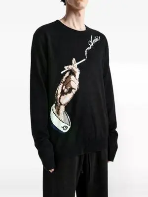 Amiri Intarsia-knit Logo-embroidered Sweater