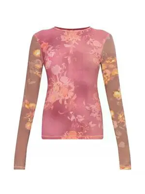 DIESEL® Top In Floral-print Ribbed Jersey