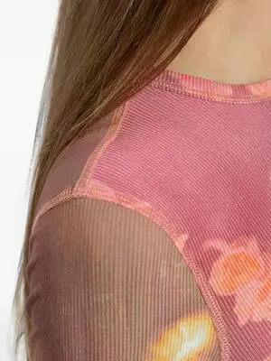 DIESEL® Top In Floral-print Ribbed Jersey