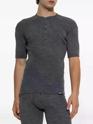 Dsquared2 Wool Henley T-shirt - Grey