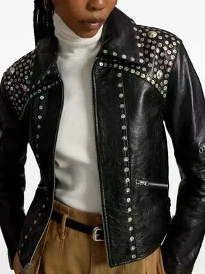 Polo Ralph Lauren Studded Leather Biker Jacket