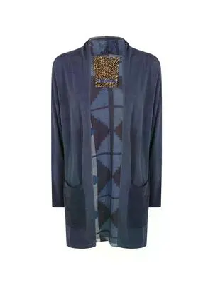 IN BED WITH YOU Geometric-print Open-front Cardigan - Blue
