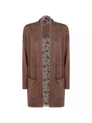 IN BED WITH YOU Floral-print Open-front Cardigan - Brown