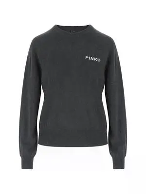 Pinko Logo-embroidered Intarsia-knit Sweater