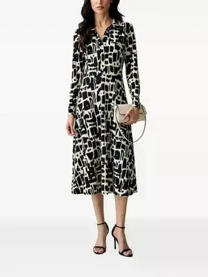 MORGAN Abstract Print Button-down Midi Dress