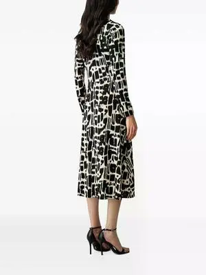MORGAN Abstract Print Button-down Midi Dress
