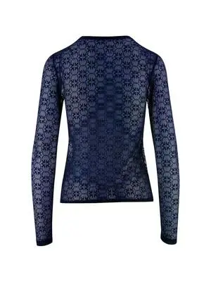 Pinko Stretch Lace Sweater With Love Birds Logo Motif