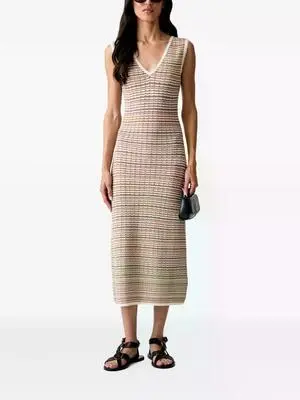 MORGAN Striped V-neck Midi Dress