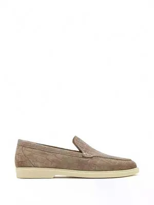 Magnanni Crocodile-effect Suede Loafers - Brown
