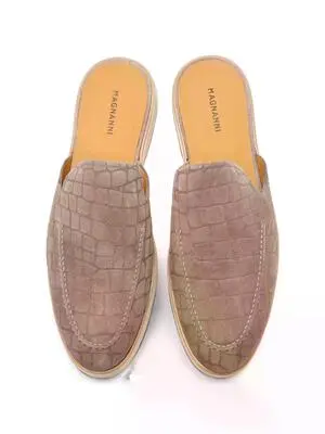 Magnanni Crocodile-effect Suede Mules