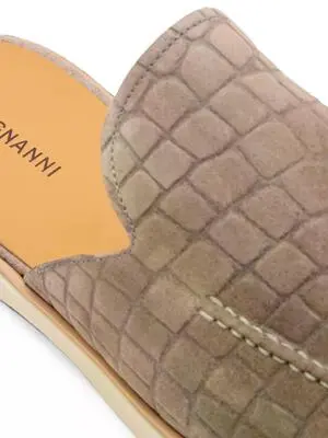 Magnanni Crocodile-effect Suede Mules