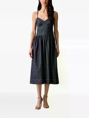 MORGAN Smocked-back Flared Midi Dress
