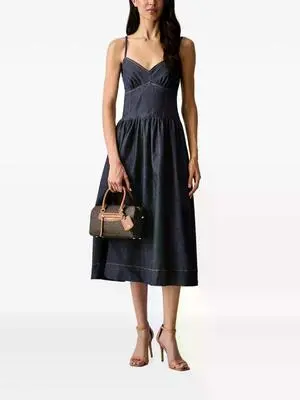 MORGAN Smocked-back Flared Midi Dress