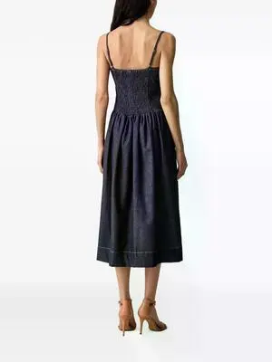 MORGAN Smocked-back Flared Midi Dress