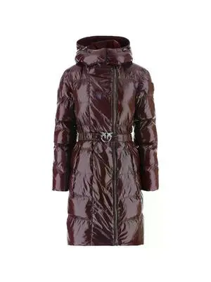 Pinko Love Birds Belted Quilted Coat - Brown