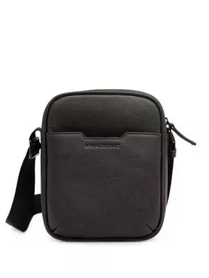 Armani Exchange Logo-plaque Pebbled-effect Messenger Bag - Brown