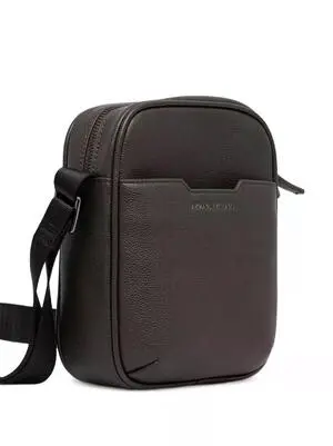 Armani Exchange Logo-plaque Pebbled-effect Messenger Bag - Brown