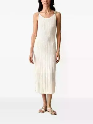MORGAN Sun-detail Pointelle-knit Midi Dress