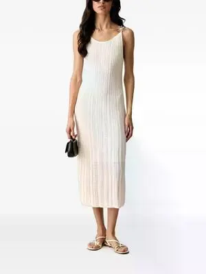 MORGAN Sun-detail Pointelle-knit Midi Dress