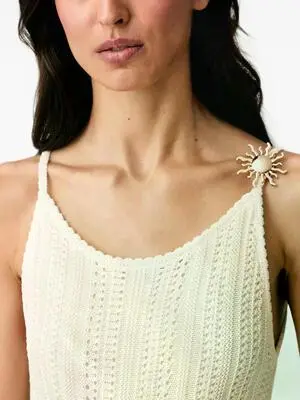 MORGAN Sun-detail Pointelle-knit Midi Dress