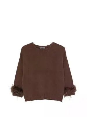 PHILO-SOFIE Feather-trimmed Knit Sweater