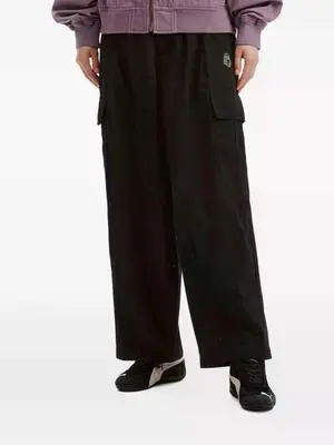 FINGERCROXX Wide Leg Cargo Pants With Embroidered Logo Detail