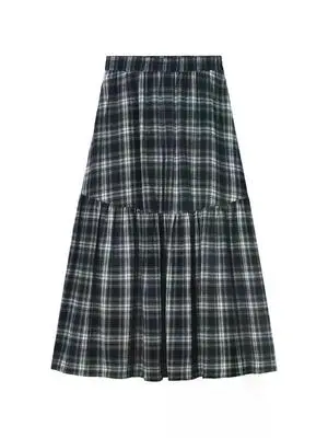 FINGERCROXX Tartan-check Tiered Maxi Skirt