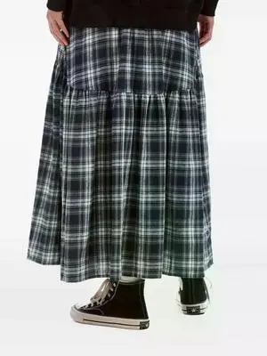 FINGERCROXX Tartan-check Tiered Maxi Skirt