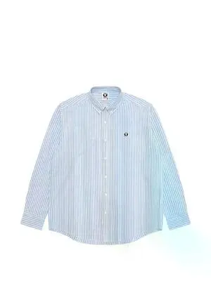 AAPE BY *A BATHING APE Moonface Vertical-stripe Logo-patch Shirt - Blue