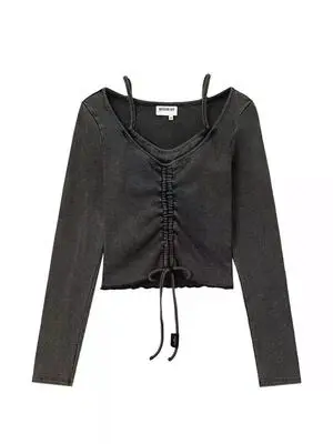 MUSIUM DIV. Ruched Layered-effect Top - Grey