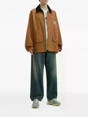 FINGERCROXX Corduroy-collar Logo-patch Jacket - Brown