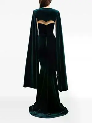 CRISTALLINI Vivienne Cape-detail Maxi Dress - Green