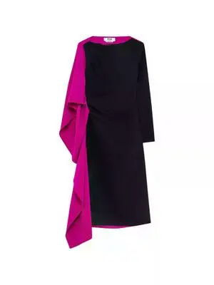 MSGM Asymmetrical Draped Midi Dress