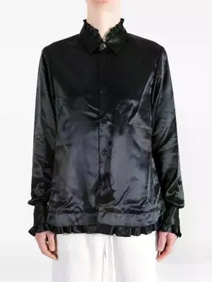 Noir Kei Ninomiya Ruffled Trim Satin Shirt - Black