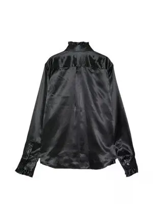 Noir Kei Ninomiya Ruffled Trim Satin Shirt - Black